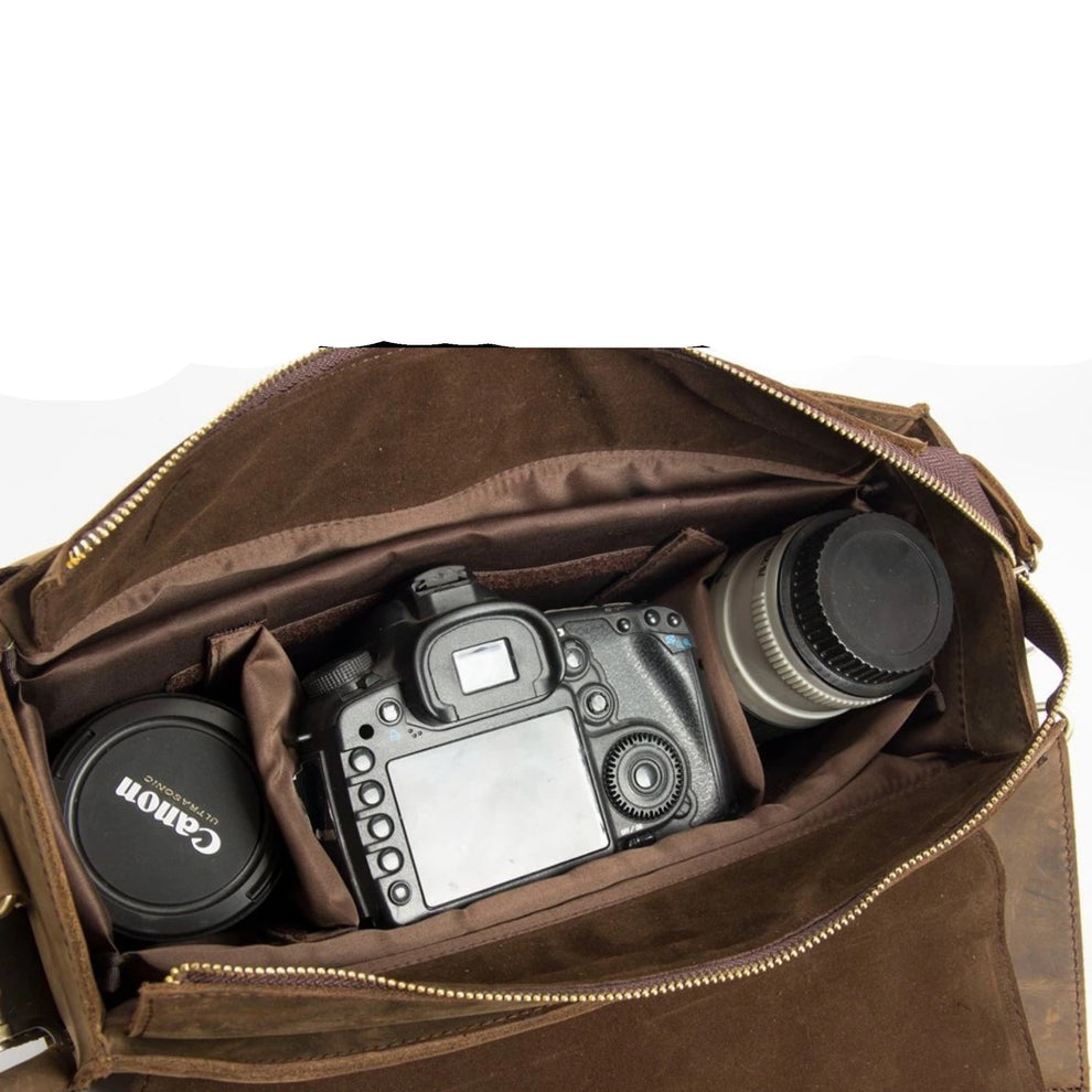 Handmade Full Grain Leather Camera Satchel – Blue Sebe Handmade Leather ...